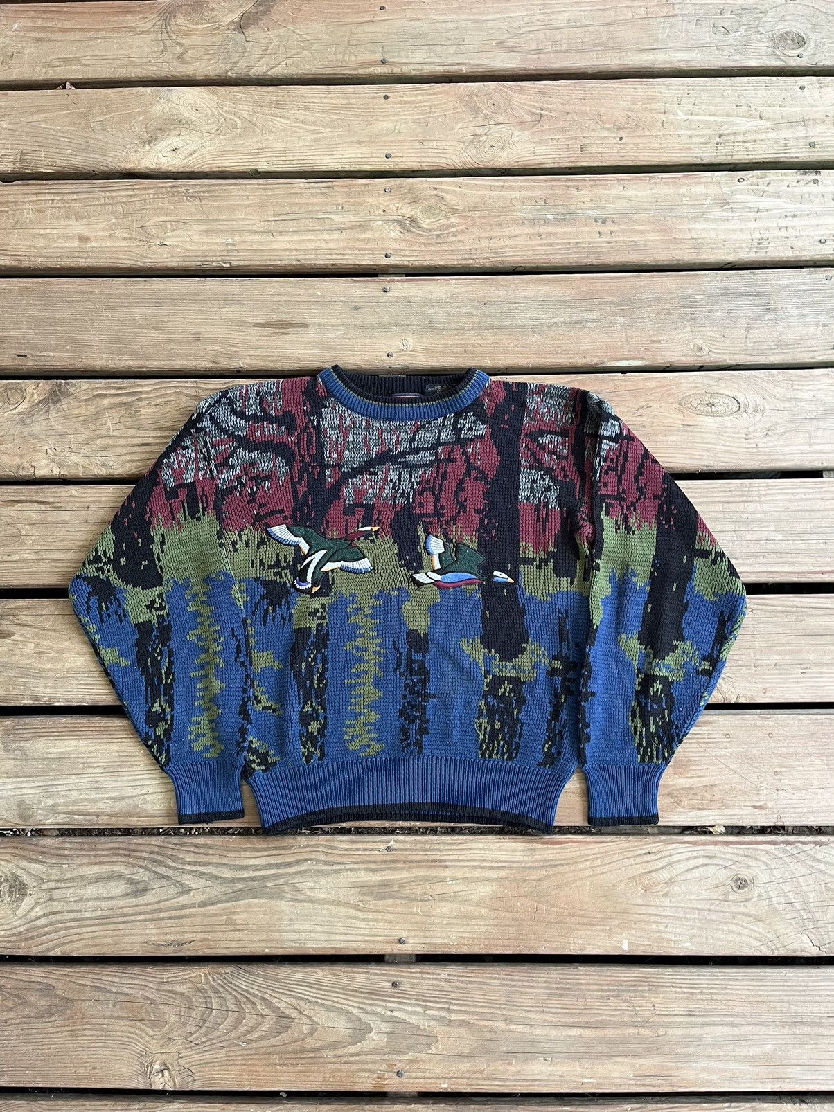 Vintage Vintage 1990’s Duxbak knit forest print sweater | Grailed