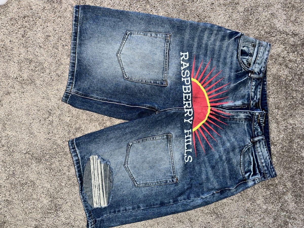 Streetwear × Vintage Raspberry Hills Casa Logo Denim Shorts | Grailed