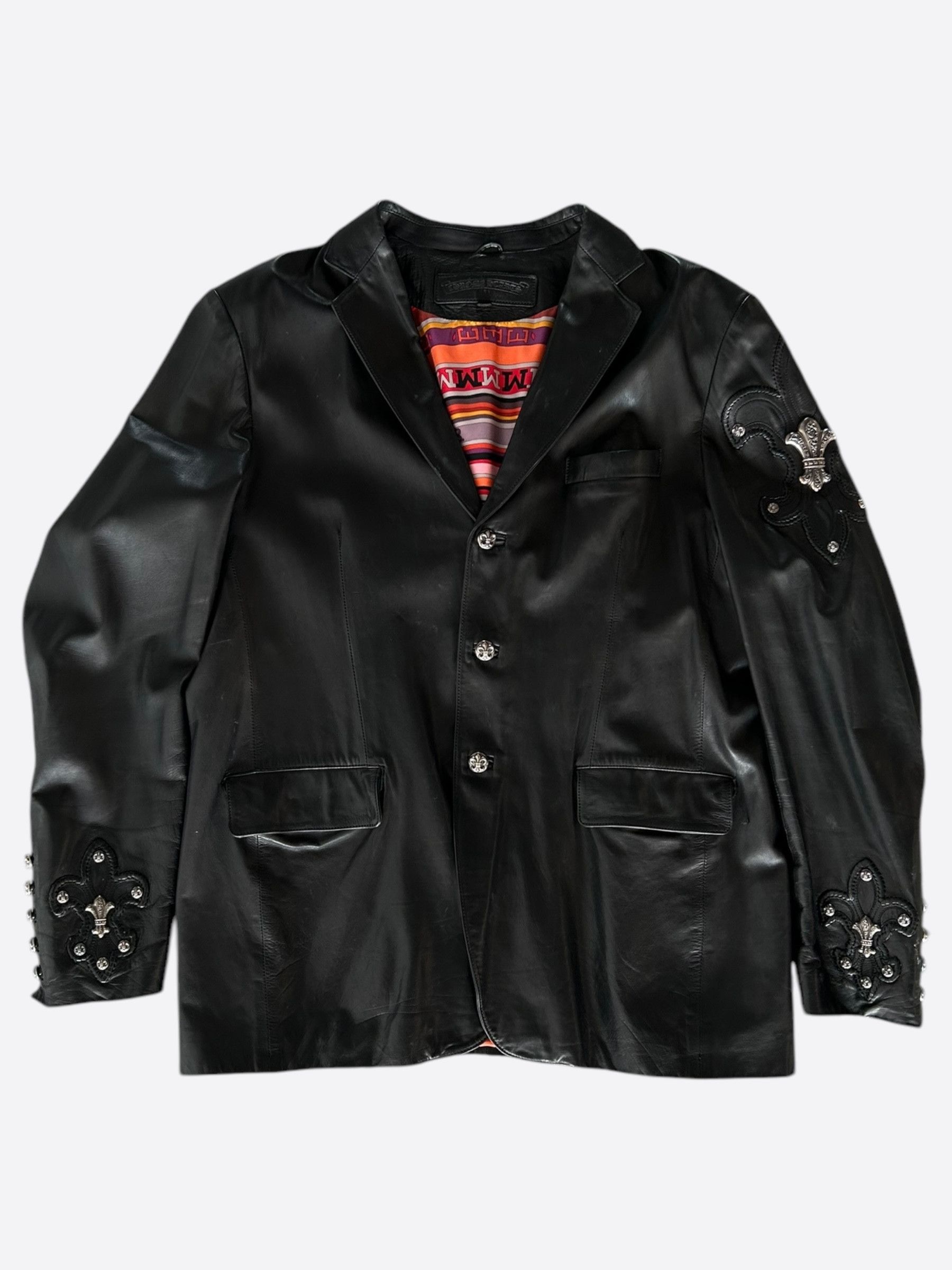 Chrome Hearts Chrome Hearts Black Leather Custom Order Blazer Jacket ...