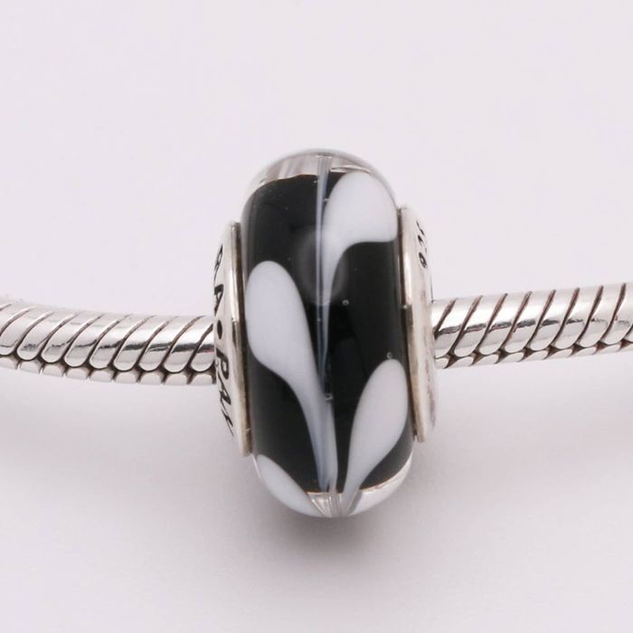 pandora Authentic PANDORA Black and White Swirl Glass Murano | Grailed