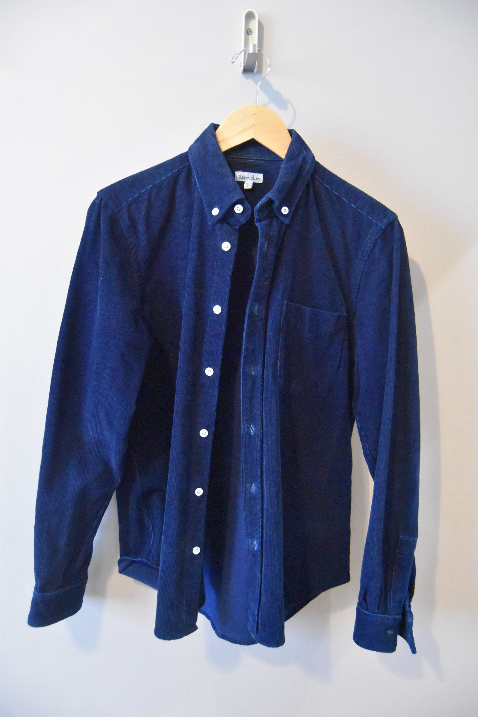 Steven Alan Steven Alan MiUSA indigo overdyed thick corduroy shirt ...