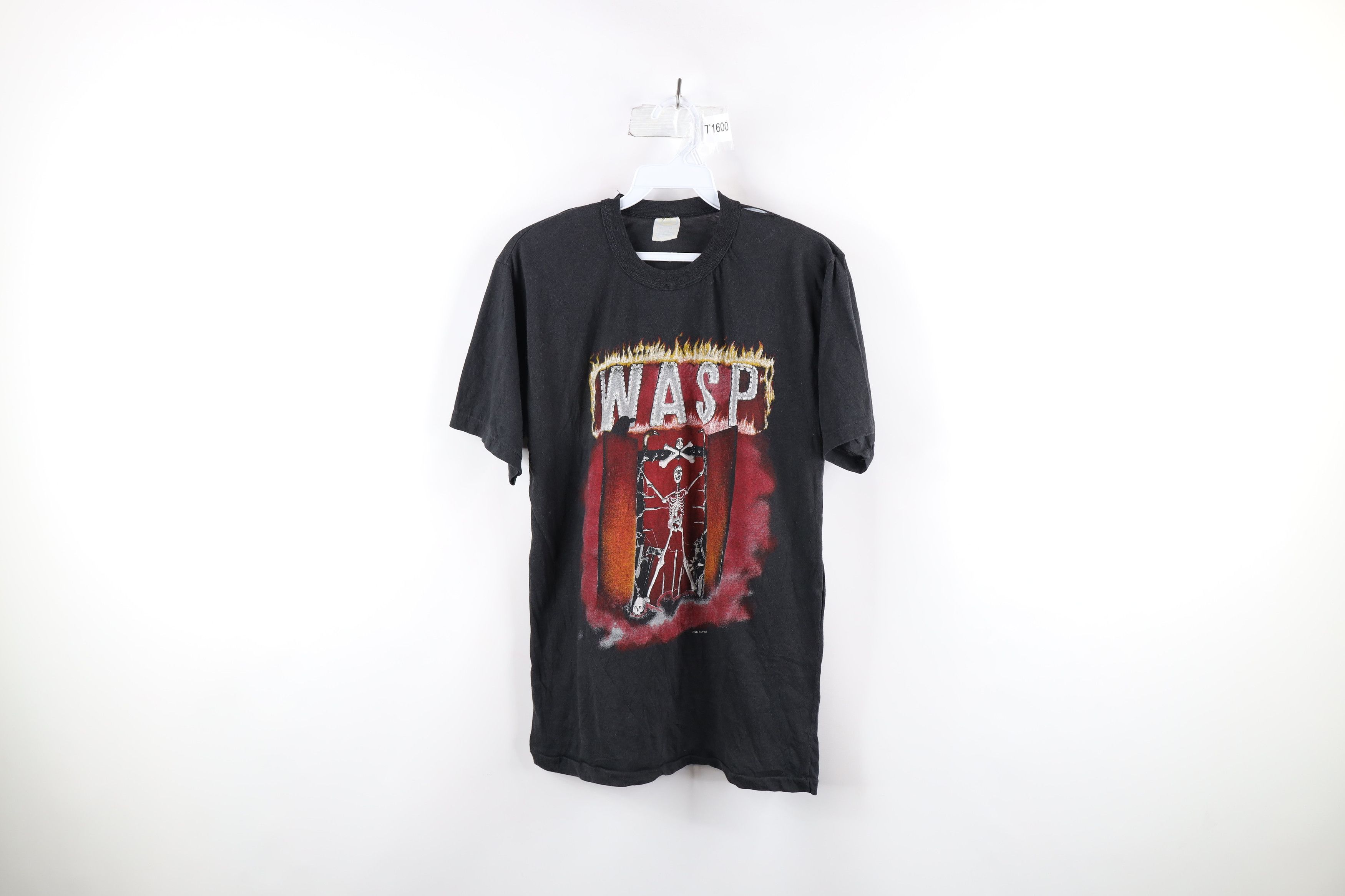 Vintage Vintage 80s Thrashed 1984 WASP Metal Rock Band T-Shirt Black ...