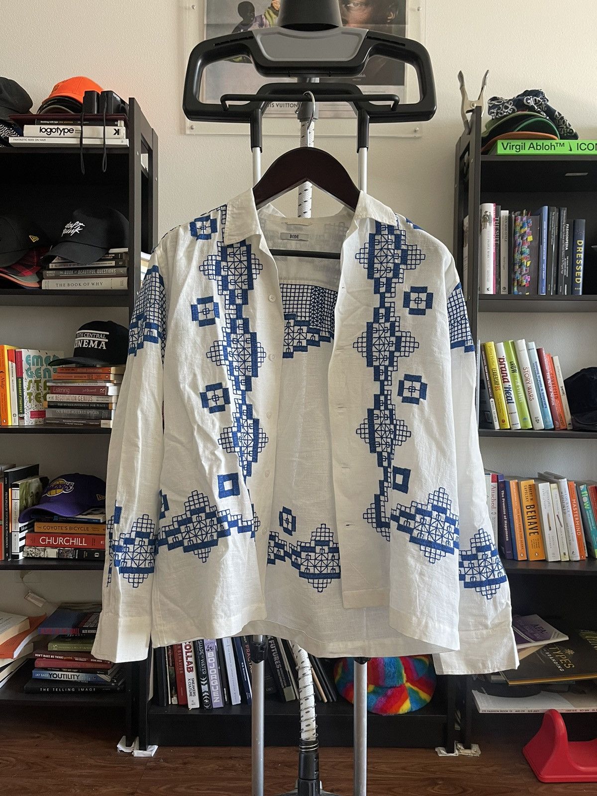 Bode *RARE* Santorini Embroidery White & Royal | Grailed