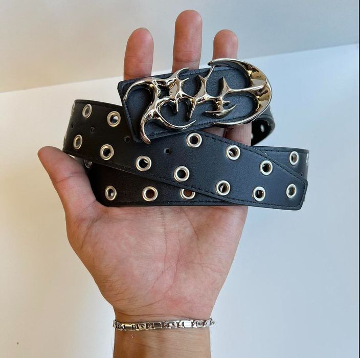 Ed Hardy Y2K 2000s chrome futuristic cross emblem grunge emo belt | Grailed