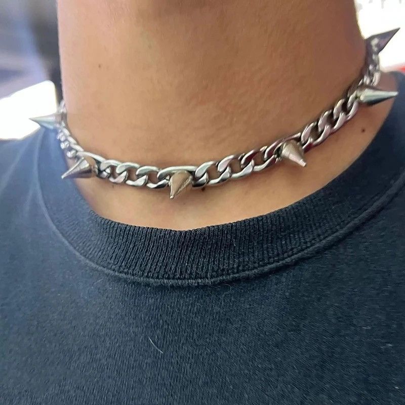Chain × Cuban Link Chain × Jewelry Metal Rivet Chain Necklace | Grailed
