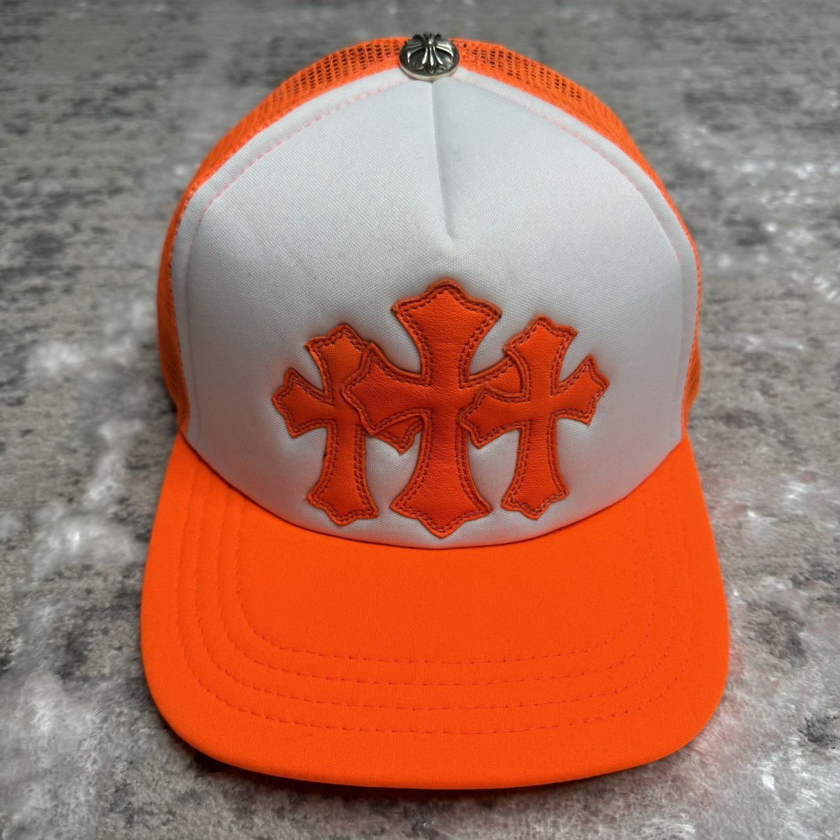 Chrome Hearts Miami exclusive leather triple cross trucker hat | Grailed