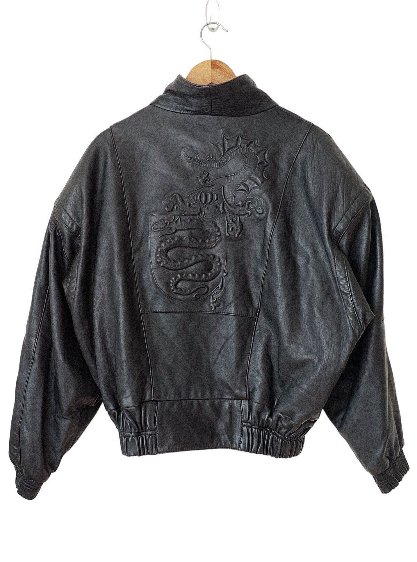 Leather Jacket × Made In Usa × Vintage VTG Uncle Sam USA Embossed ...