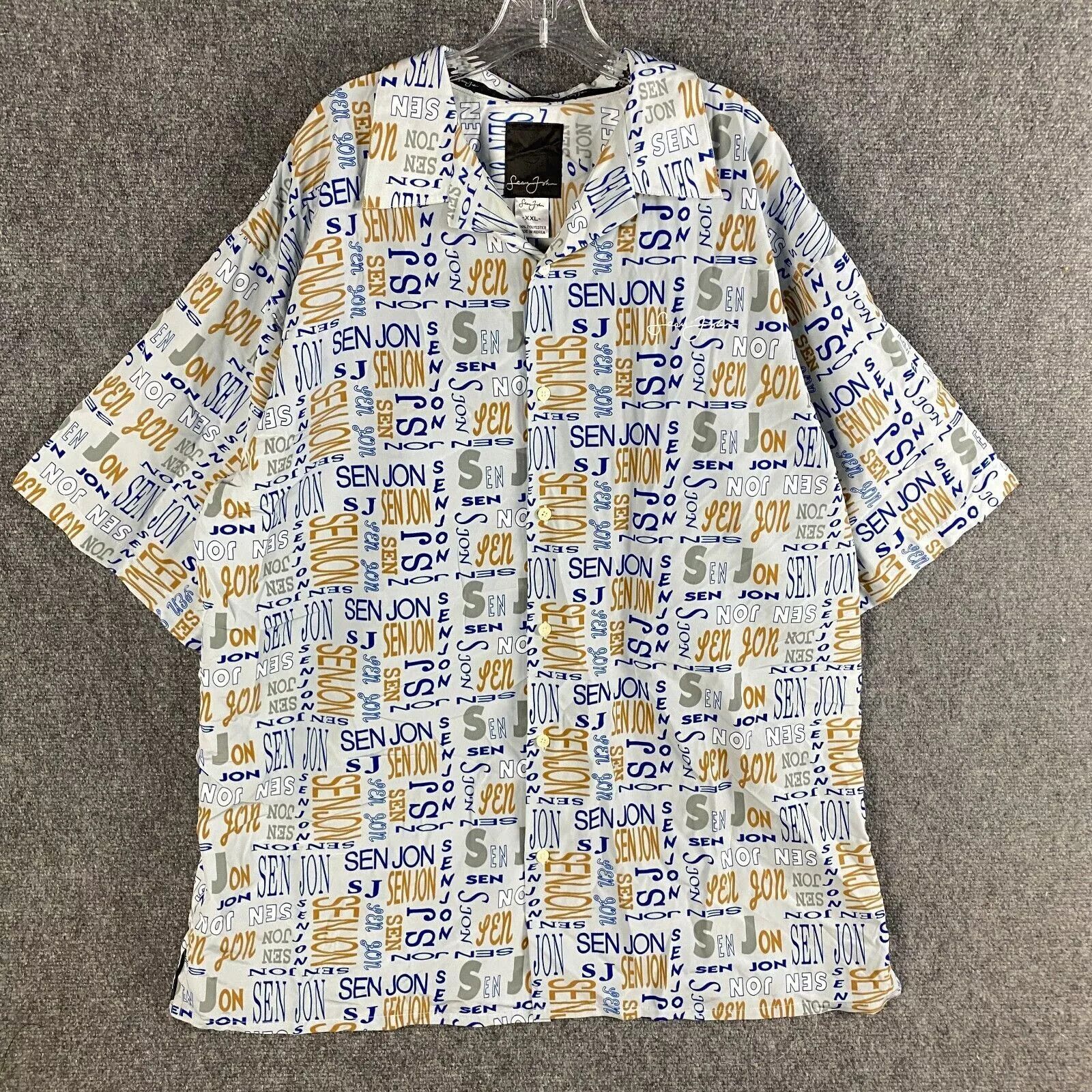 Sean John Sean John Button Up Shirt Men's XXL All Over Print Polyester ...
