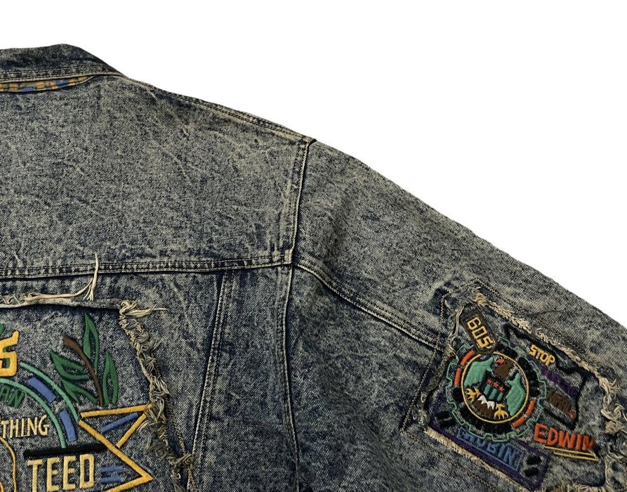 Edwin Vintage 80’s Edwin Something Big Logo Denim Trucker Jacket | Grailed