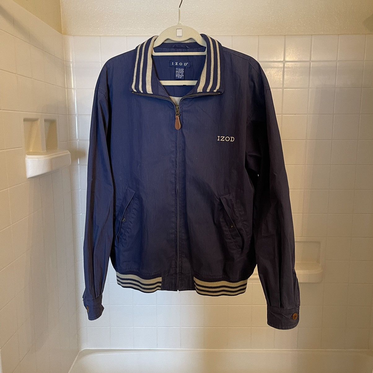 Izod × Vintage Vintage IZOD Med Golf Jacket Boxy Stripped Collar and ...