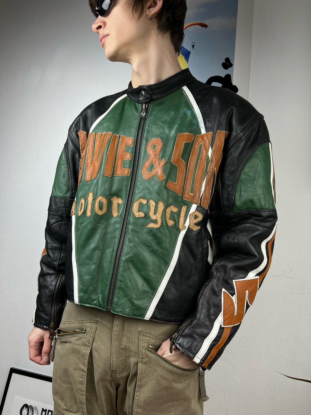 Leather Jacket × Racing × Vintage Howie & Sons Vintage Leather Jacket ...
