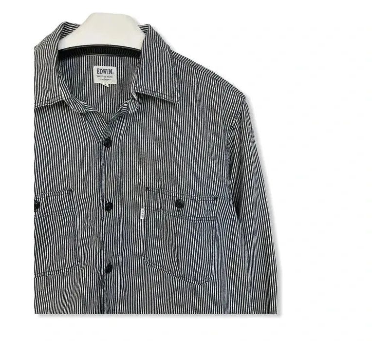 Edwin × Flannel × Streetwear Japanese Edwin Workers Hickory Style Button Up Shirt 👕 | Grailed