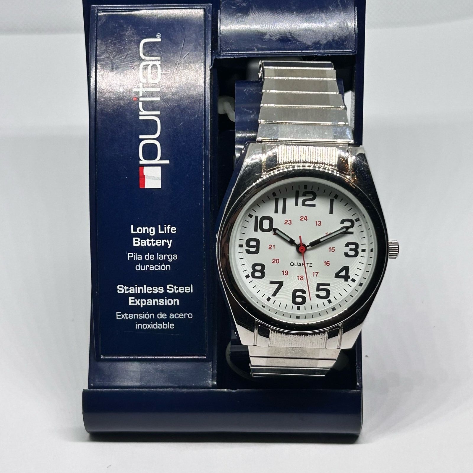 Puritan Puritan Silver Tone Stainless Steel Stretch Band Watch | Grailed