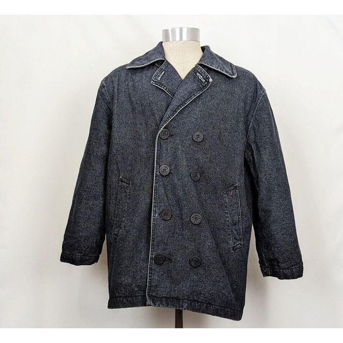 Calvin Klein Vintage 80s Coat Calvin Klein Faded Black Denim Nautical ...