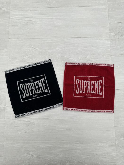Supreme Supreme Bar Taping Logo Towel Set Black + Red FW23 Box Logo ...