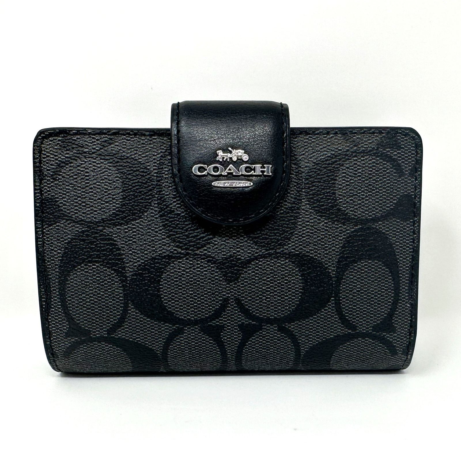 Coach Coach Medium Corner Zip Wallet Signature Canvas Black C0082 | Grailed