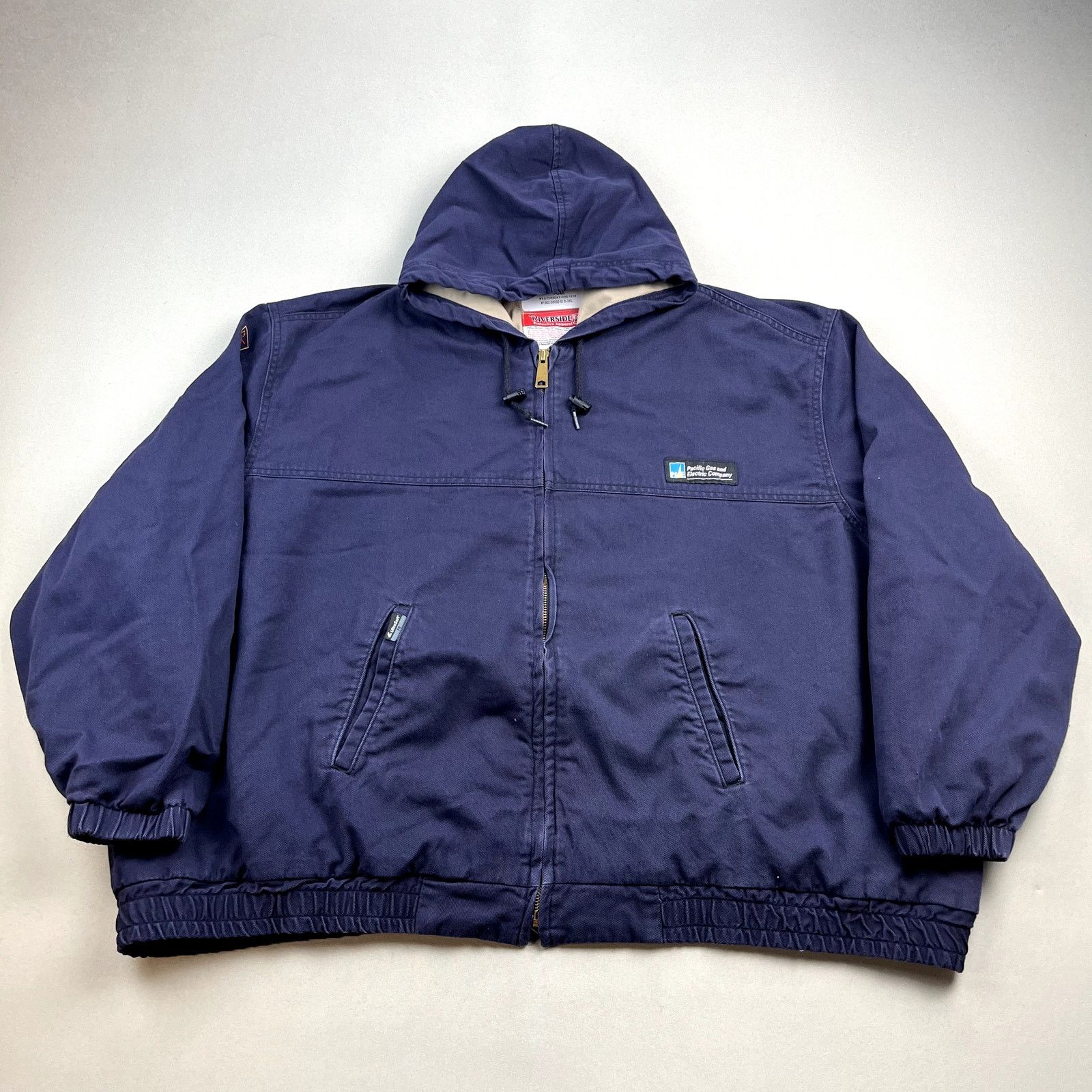 Vintage PG&E Work Jacket Hooded 3XL Navy Blue Uniform Fire Full Zip ...