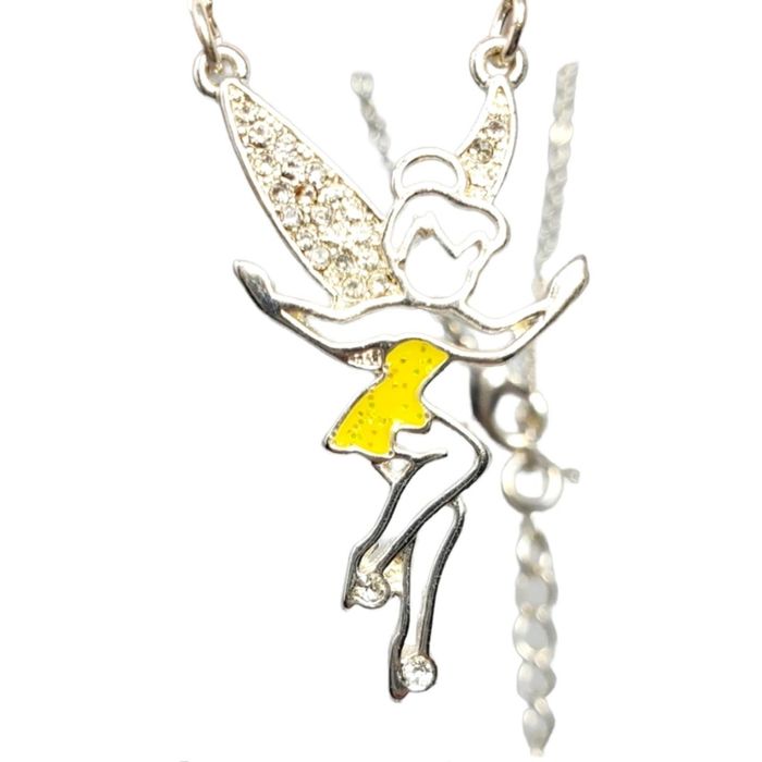 Disney Disney Tinker Bell Silhouette Rhinestone and Yellow Necklace ...