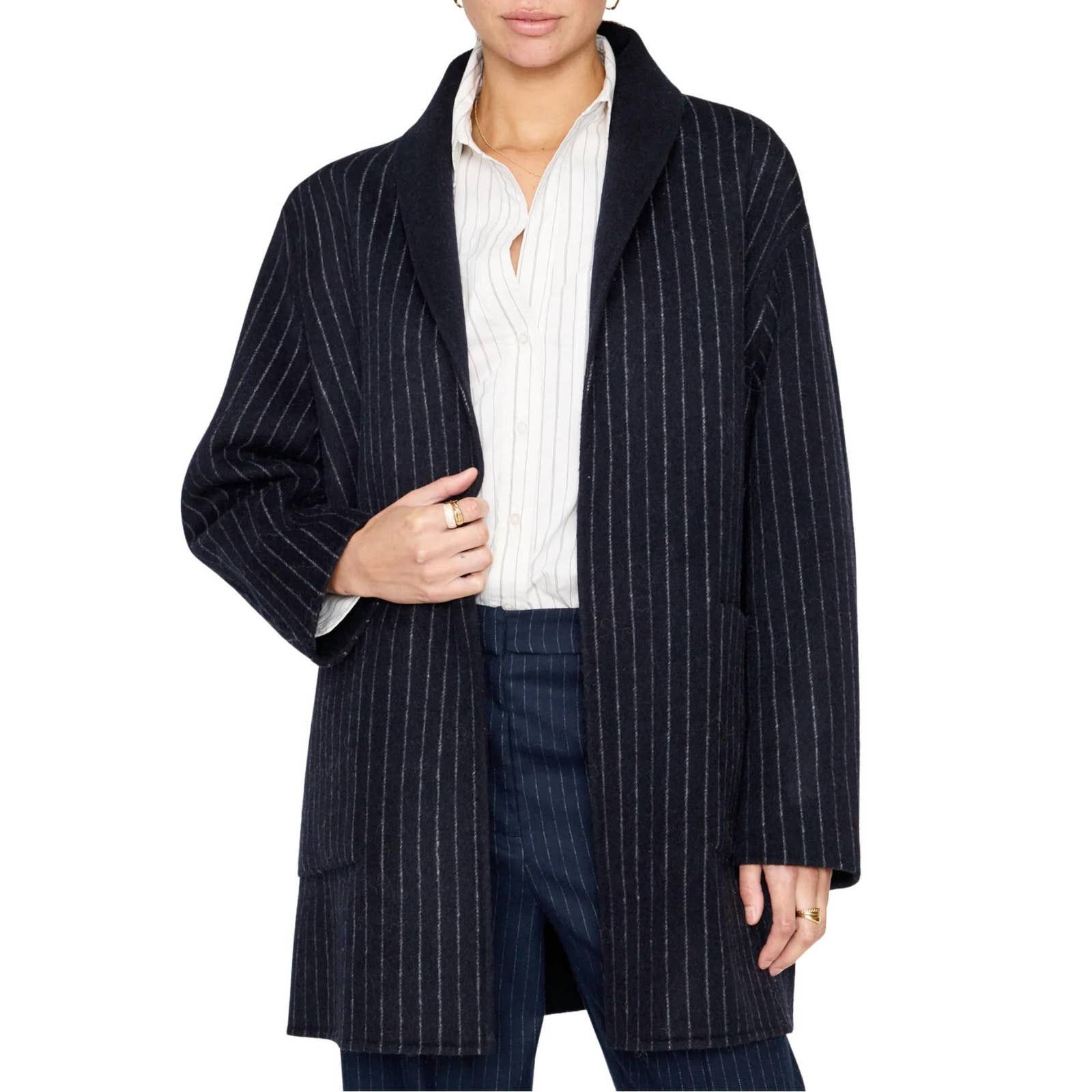 Brochu Walker BROCHU WALKER Mina Reversible Coat In Baltic Pinstripe ...