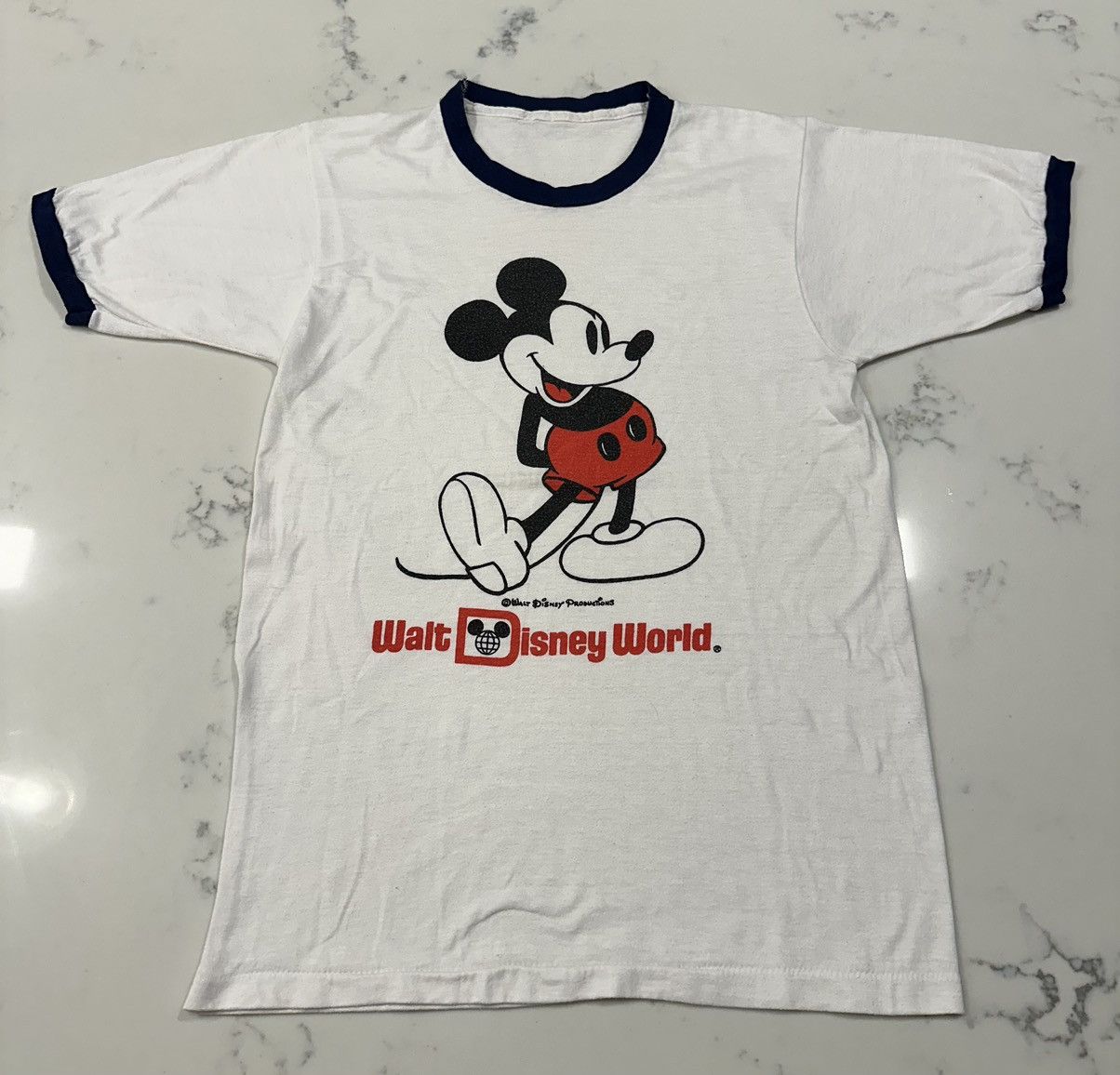 Vintage Vintage 80s Walt Disney World Mickey Mouse Ringer Shirt S/M ...
