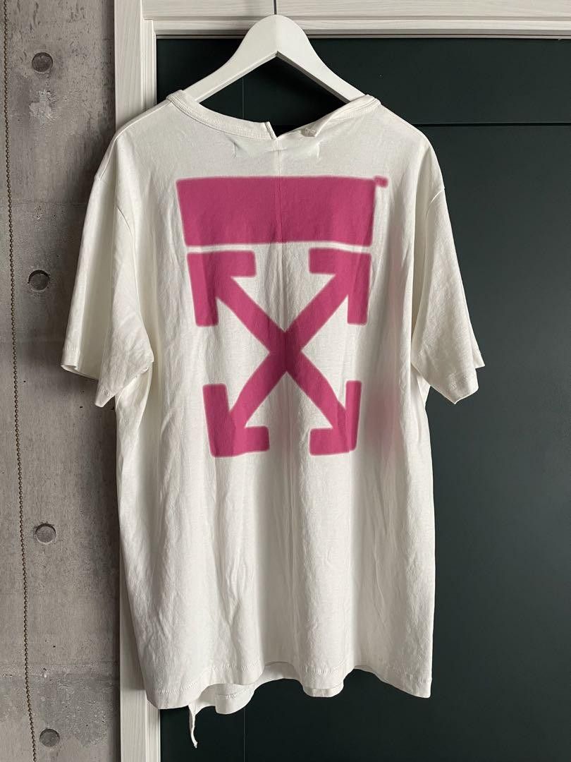 Off-White RARE Off-White World Hand Pink Arrows Logo White Tee | Grailed