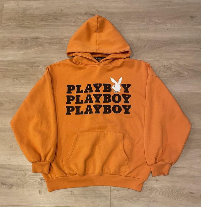Playboy Crazy Playboy Spell Out Graphic Pullover Hoodie Orange | Grailed