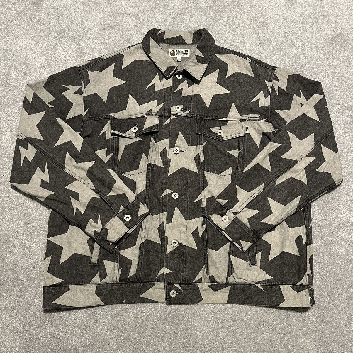 Bape Bapesta Pattern Loose Fit Denim Jacket | Grailed