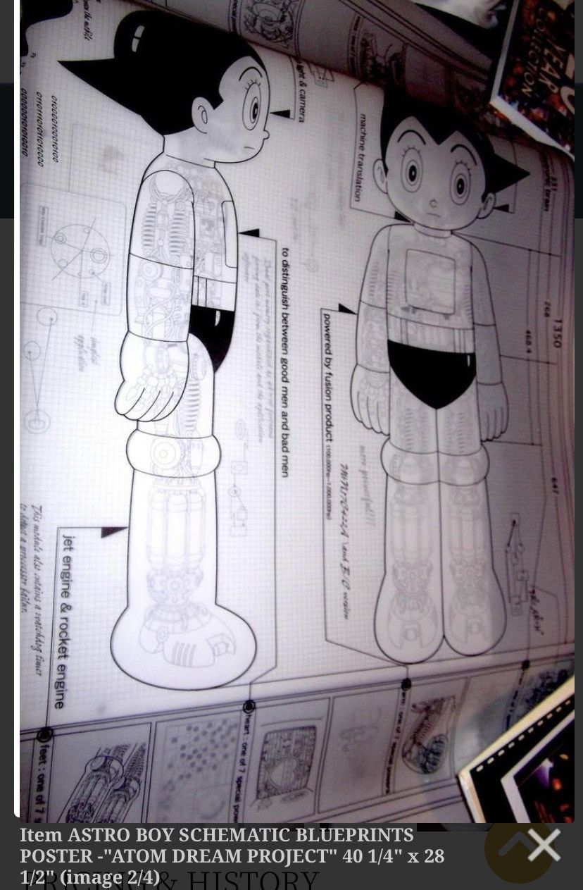 Vintage Super Rare Astro Boy Schematic Blueprints Poster | Grailed