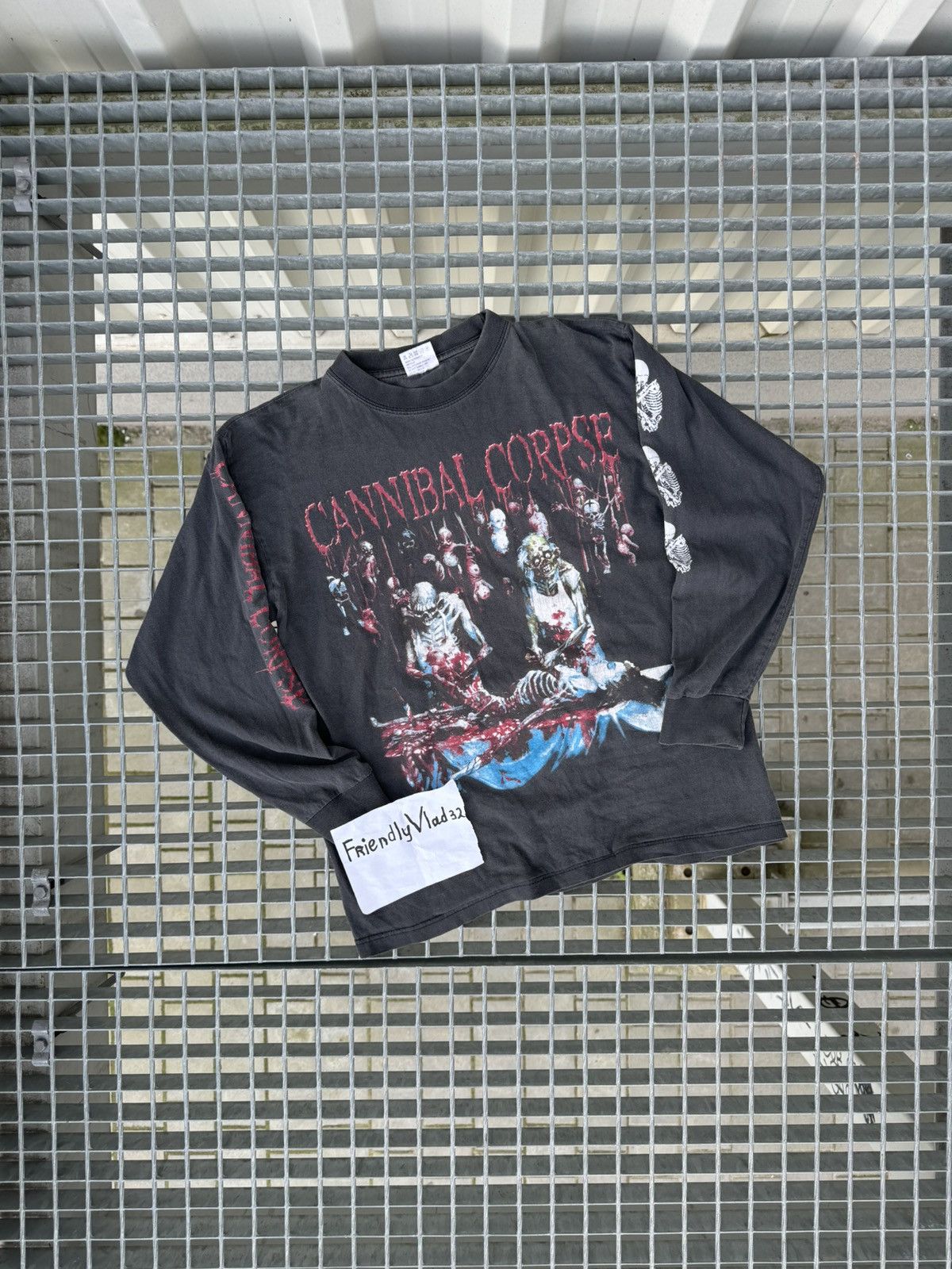Band Tees × Vintage Cannibal Corpse y2k vintage thrashed long-sleeve ...