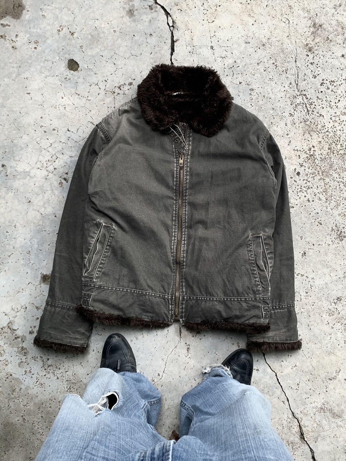 Edwin Vintage Edwin Faux Fur Jacket Style Workwear | Grailed