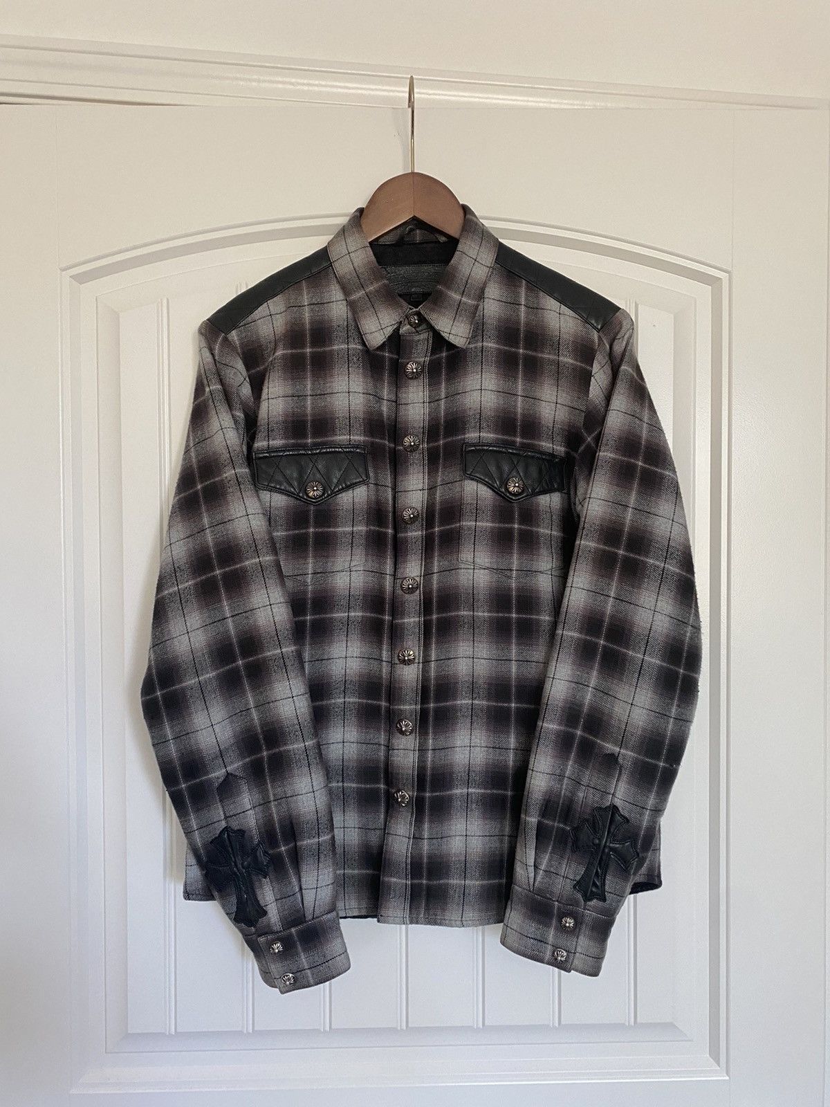 Chrome Hearts Chrome Hearts Grey Silk Lined Flannel Jacket | Grailed