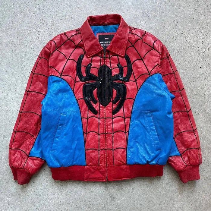 Marvel Comics Jacket spider man leather bomber vintage Marvel | Grailed