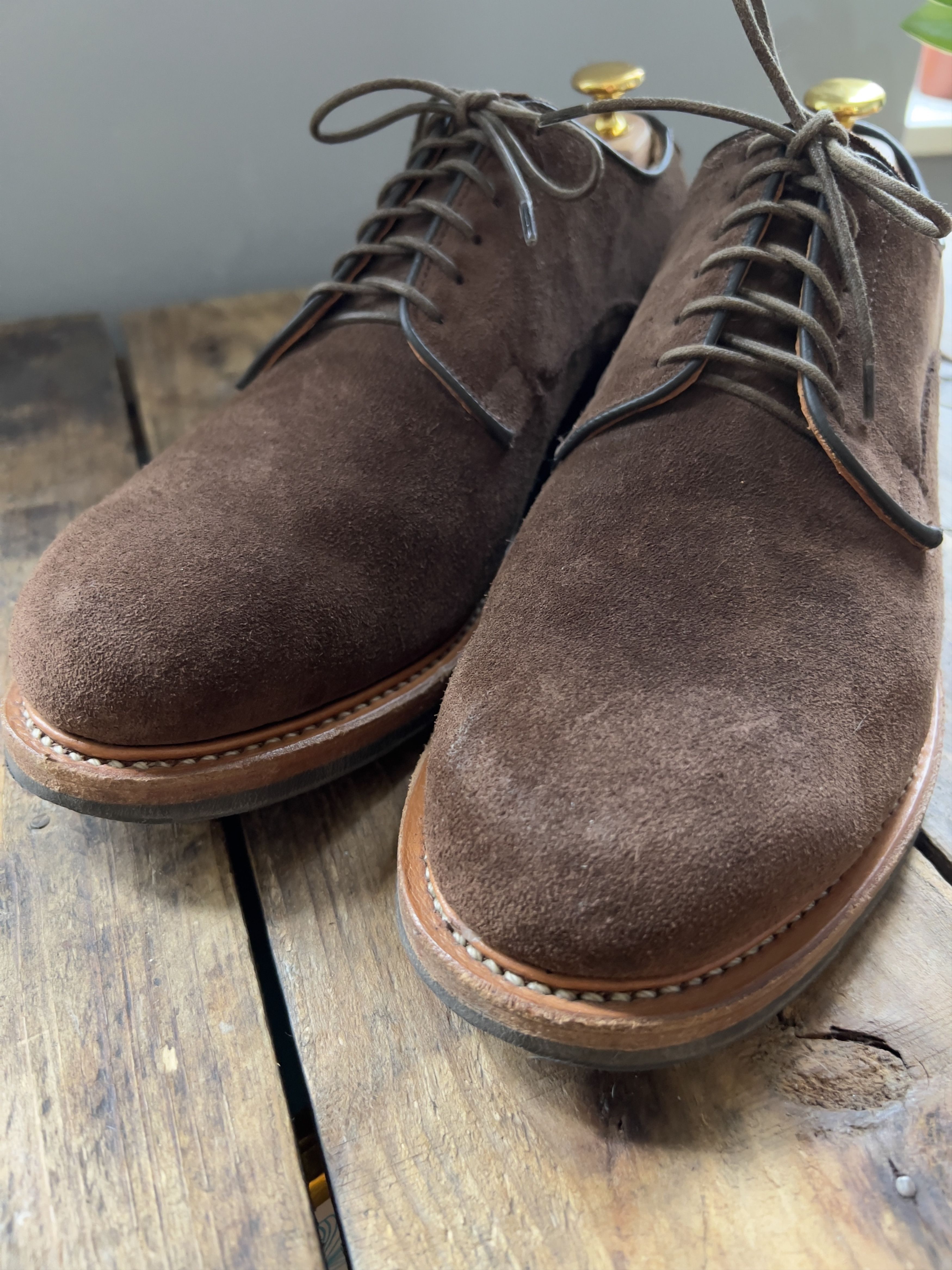 Viberg Viberg Derby Shoe in Brown Calf Suede, 2020 Last, Size 9 | Grailed