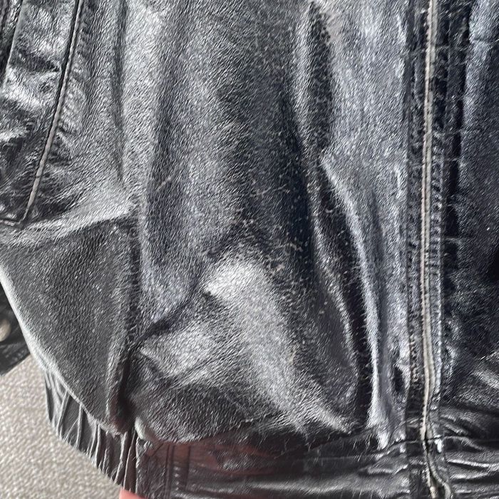 Vintage Vintage Bomber Leather Jacket Mens L Black Quilted Puffed Li ...