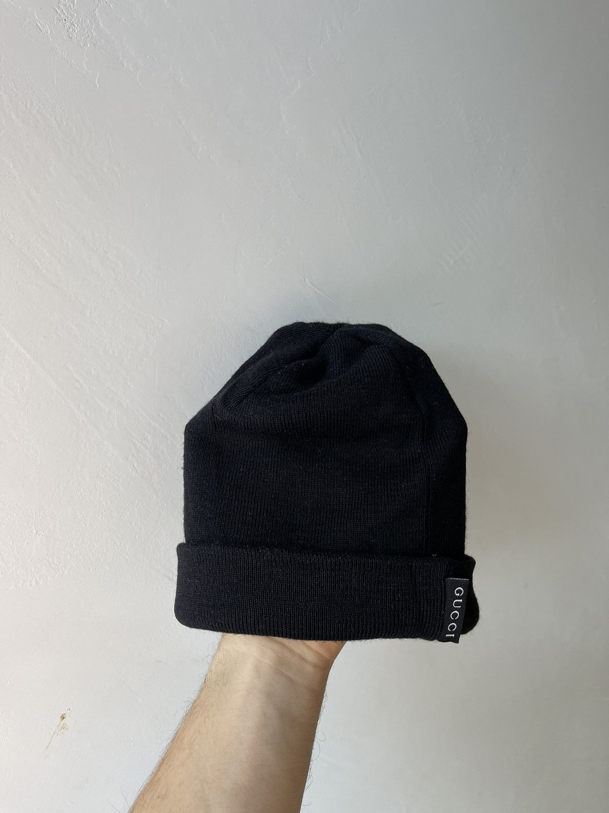 Gucci × Tom Ford × Vintage GUCCI FW99 Logo Wool Stretch Beanie Hat ...