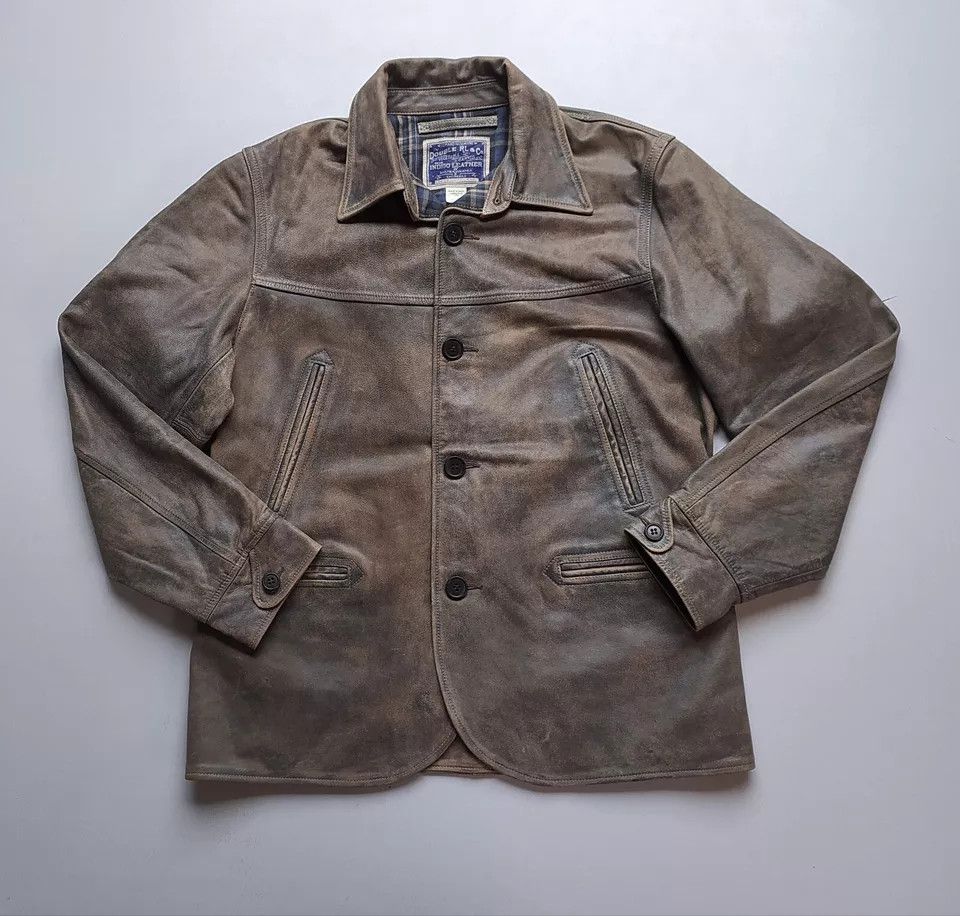 RRL Ralph Lauren Double RL Indigo Leather Car Coat FTP 0001 | Grailed