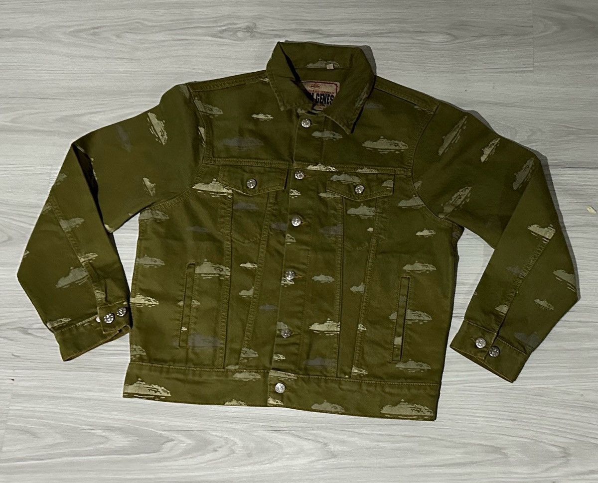 Corteiz Corteiz Alcatraz Pattern Denim Jacket Khaki | Grailed