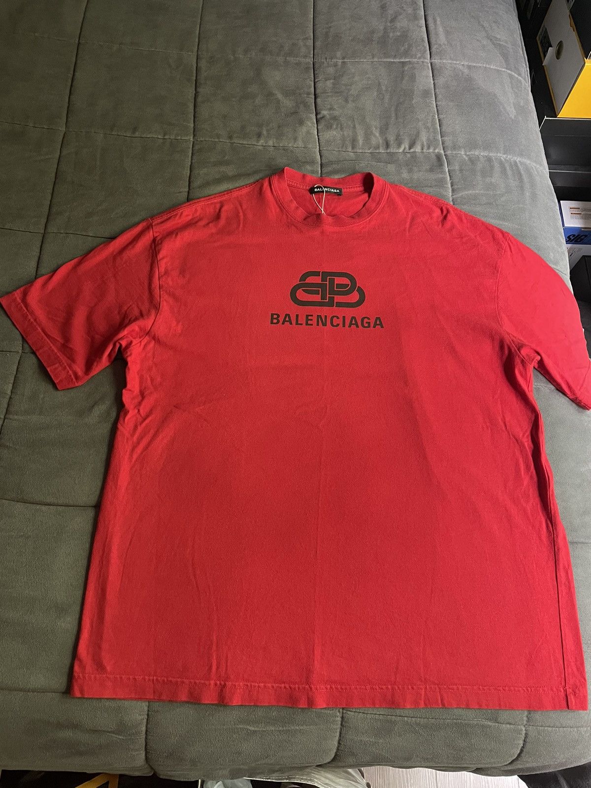 Balenciaga Balenciaga Red Black Logo Interlocking T Shirt | Grailed