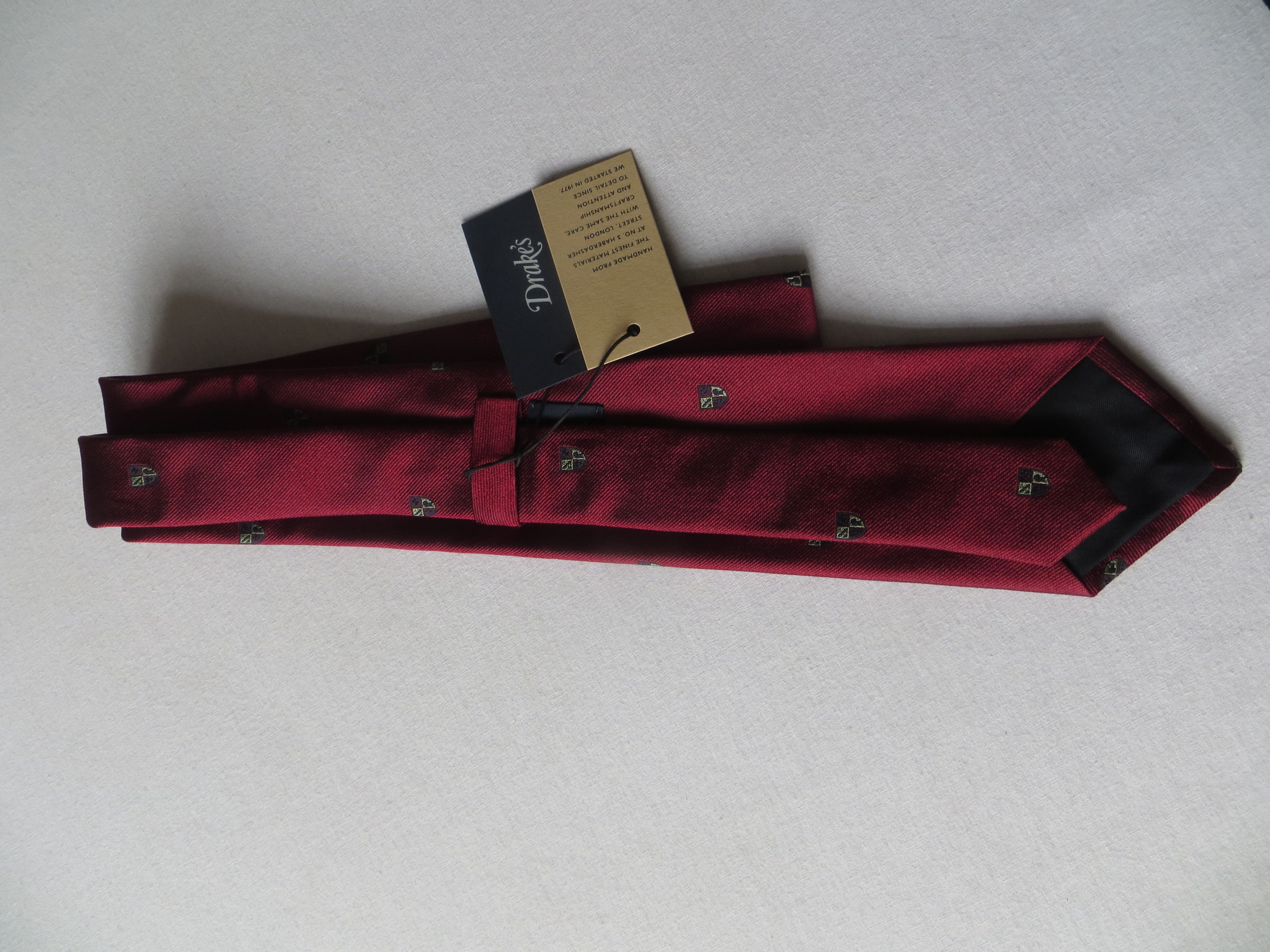 Drakes DRAKES RED SHIELD SILK TIE HAND MADE TIE | Grailed