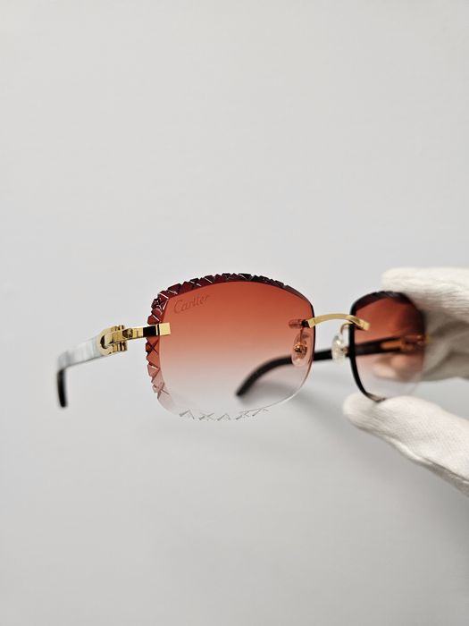 Cartier Diamond Cut Cartier White Buffalo Horn Sunglasses (Buffs) | Grailed