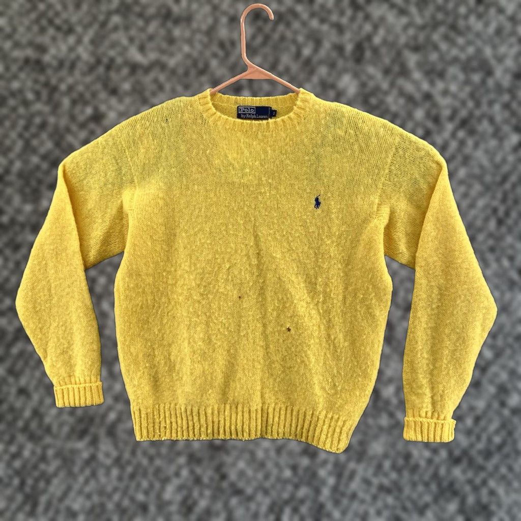 Polo Ralph Lauren VINTAGE Polo Ralph Lauren Yellow Wool Crew Neck Sweater Men's XL Long Sleeve ...