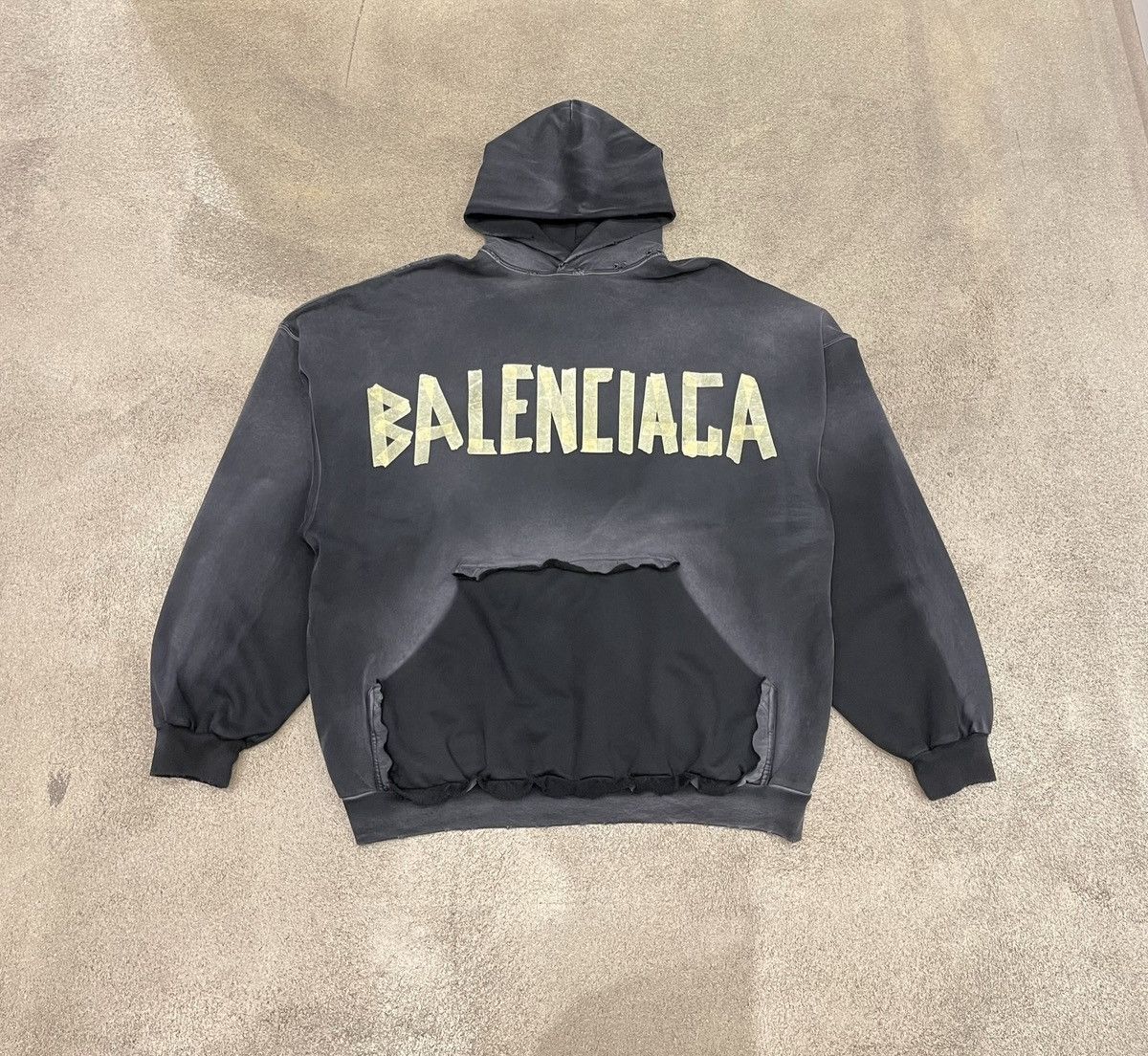 Balenciaga Balenciaga Tape Type Ripped Pocket Oversized Hoodie | Grailed