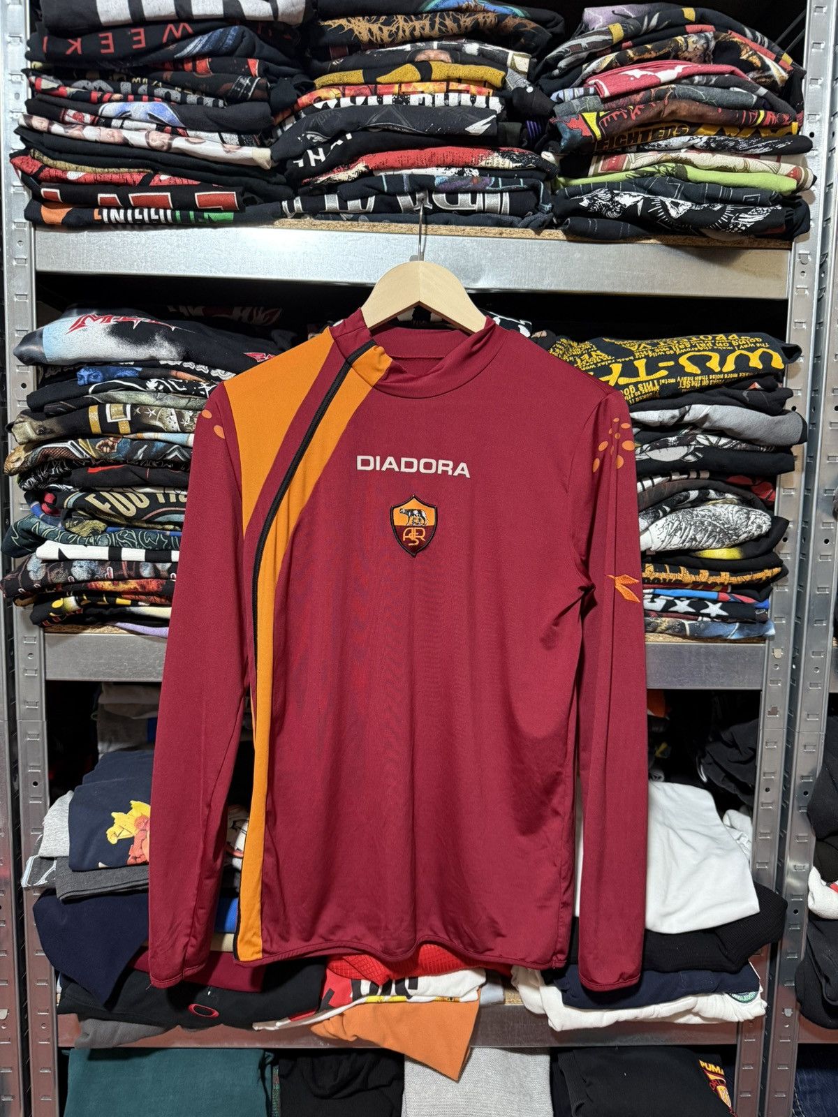Diadora Vtg Diadora AS Roma 2005 2006 Home Long Sleeve Soccer Jersey ...