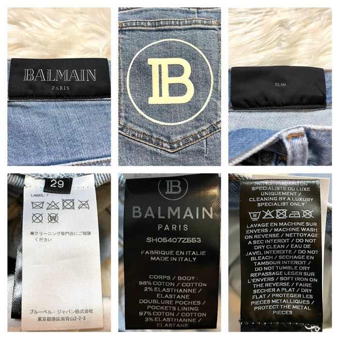 Balmain new logo Balmain Homme bellows stretch biker denim jeans | Grailed
