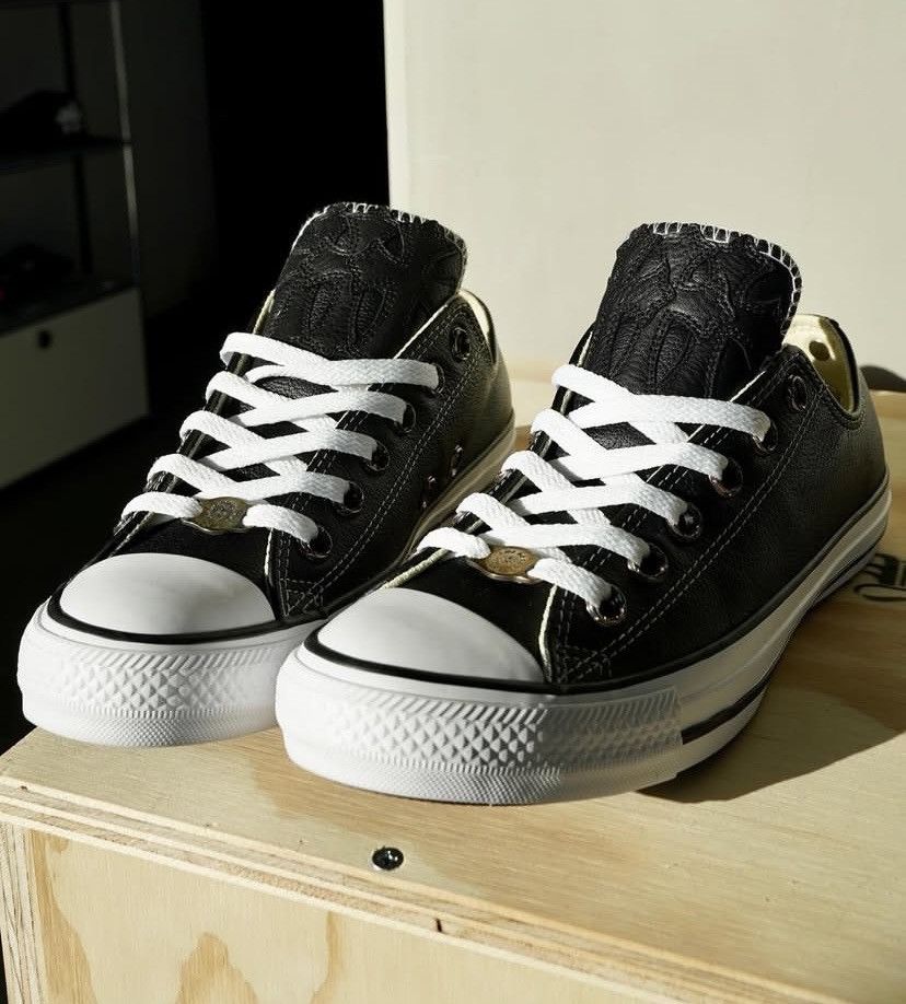 Chrome Hearts × Converse CHROME HEARTS CONVERSE ALL STAR LEATHER LOW TOP | Grailed