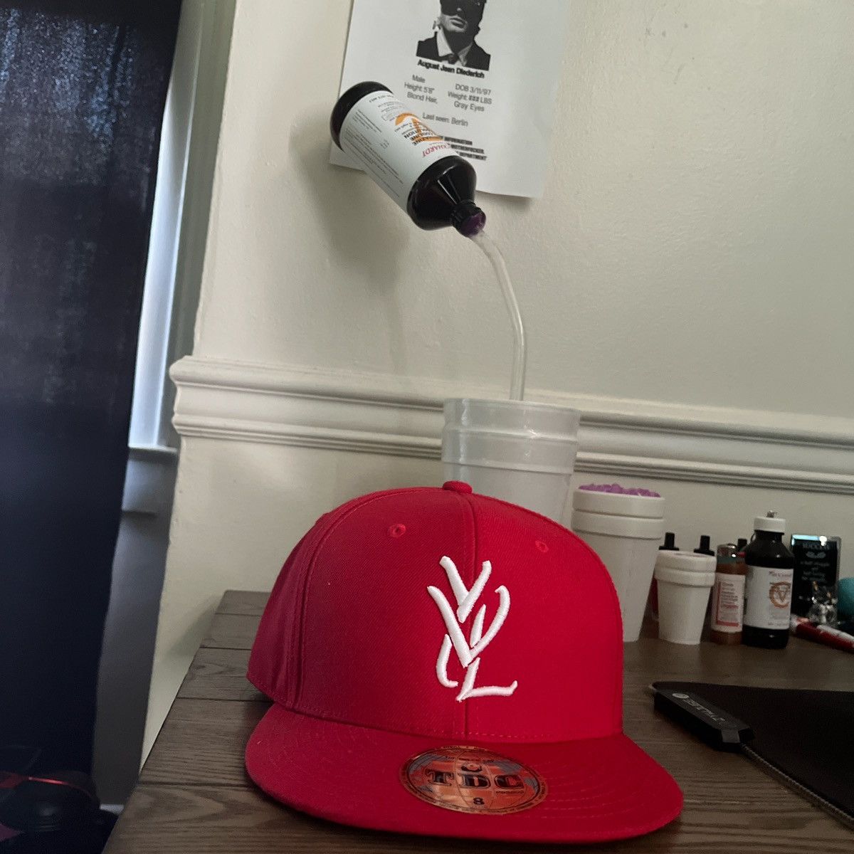 Playboi Carti Playboi Carti YVL Fitted Hat Red White Opium | Grailed