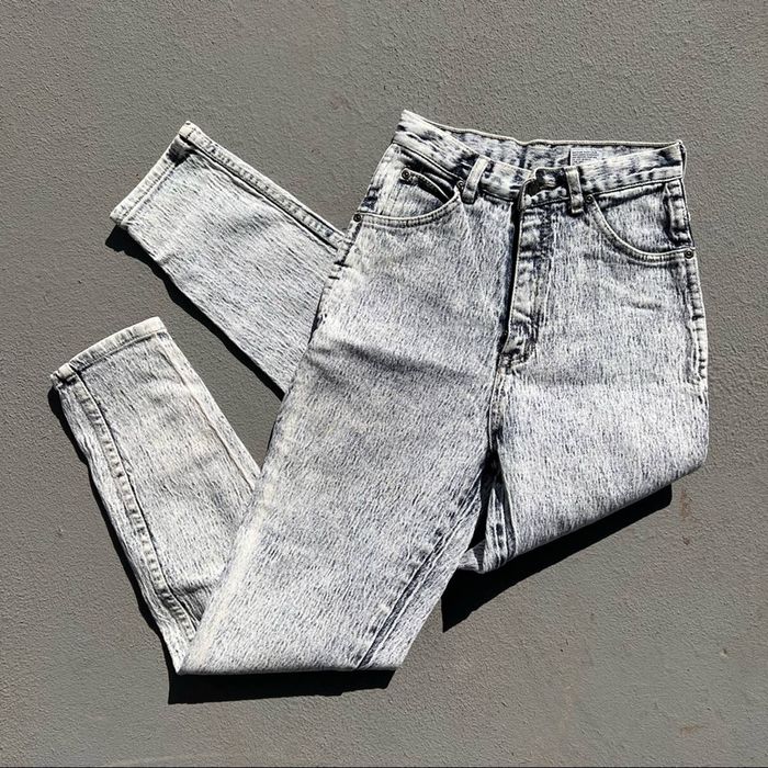 Vintage 80s PURE JEANS acid wash high-rise skinny taper leg jeans | Grailed
