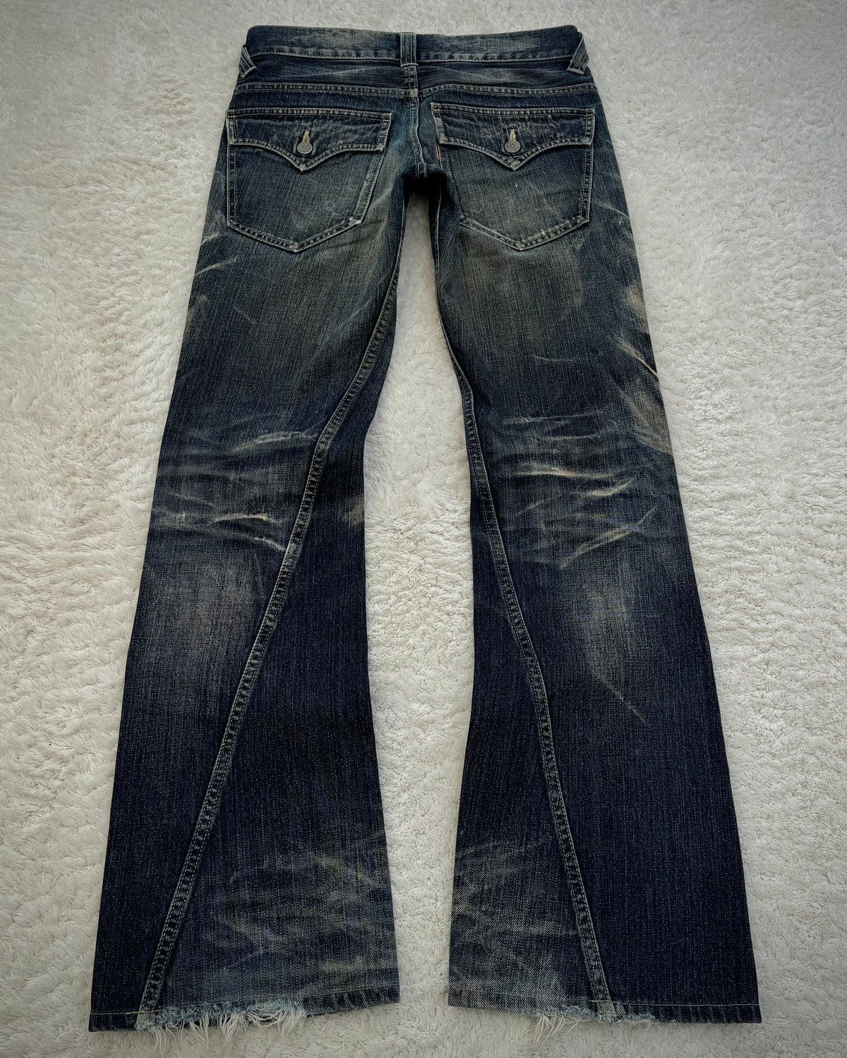 Tornado Mart Tornado Mart Mud Claw Marks Washed Spiral Bootcut Jeans ...