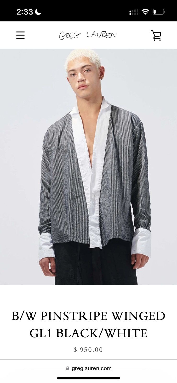Greg Lauren Greg Lauren winged collar pinstripes | Grailed