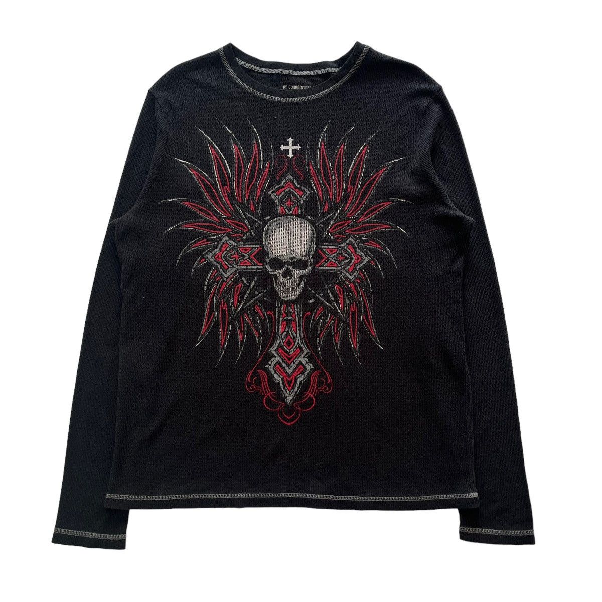 Vintage No Boundaries Cross Wing Cyber Y2K Thermal Style Long Sleeve ...